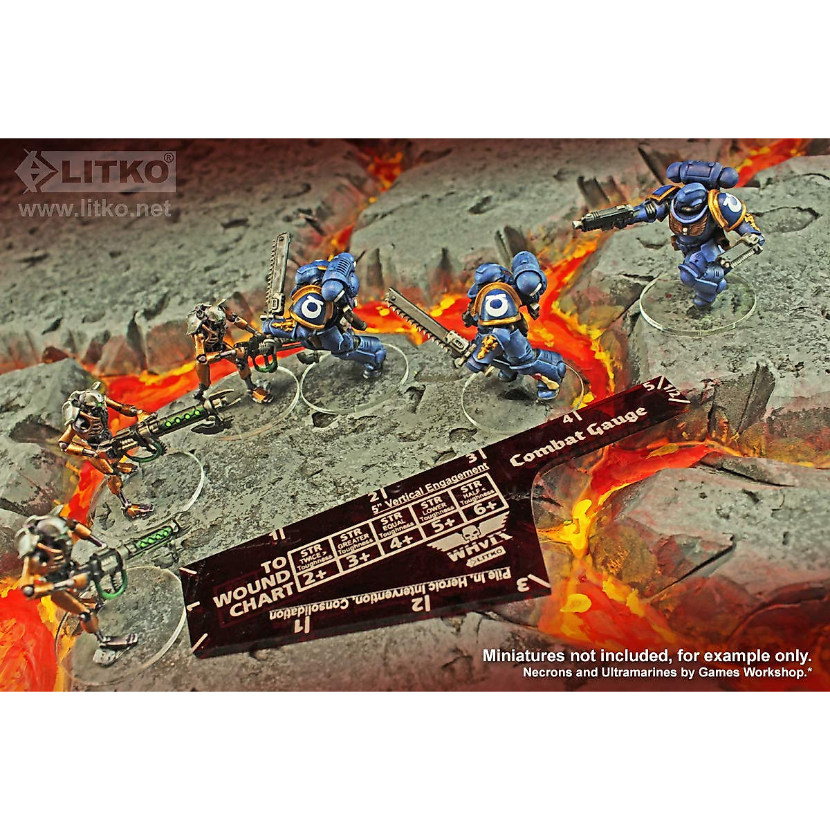 LITKO 5-inch Double-Sided Combat Gauge | Compatible with Warhammer 9th Edition | Wound Chart | WH40K | WHv9 (Transluscent Red)