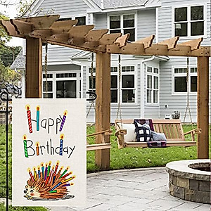 Happy Birthday Garden Flag 12x18 Inch Vertical Double Sided Yard Banner Cartoon Outdoor Decor Signs Birthday Party DF084