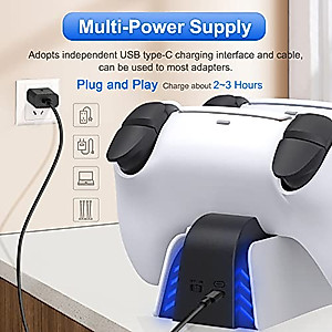 PS5 Controller Charging Station, PS5 Controller Charger for DualSense, PS5 Charging Dock Stand Holder with Fast Charging Cord, Remote Charger Docking Station for Playstation 5 Controllers