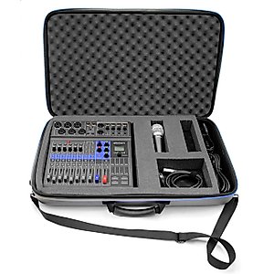 CASEMATIX Music Equipment Mixer Case Compatible with Zoom LiveTrak L-8 Podcast Mixer or PodTrak P8 Recorder and Microphone Accessories - Includes DJ Equipment Gig Bag Travel Case Only