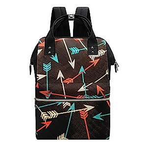 Multicolored Arrows Diaper Bag Backpack Large Capacity Mommy Bags Multifunction Nappy Bag Travel Back Pack Black-Style