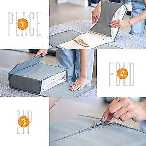 LINENMATE The Original Linen Storage Container, 2-Pack (Queen/King Size, Grey)