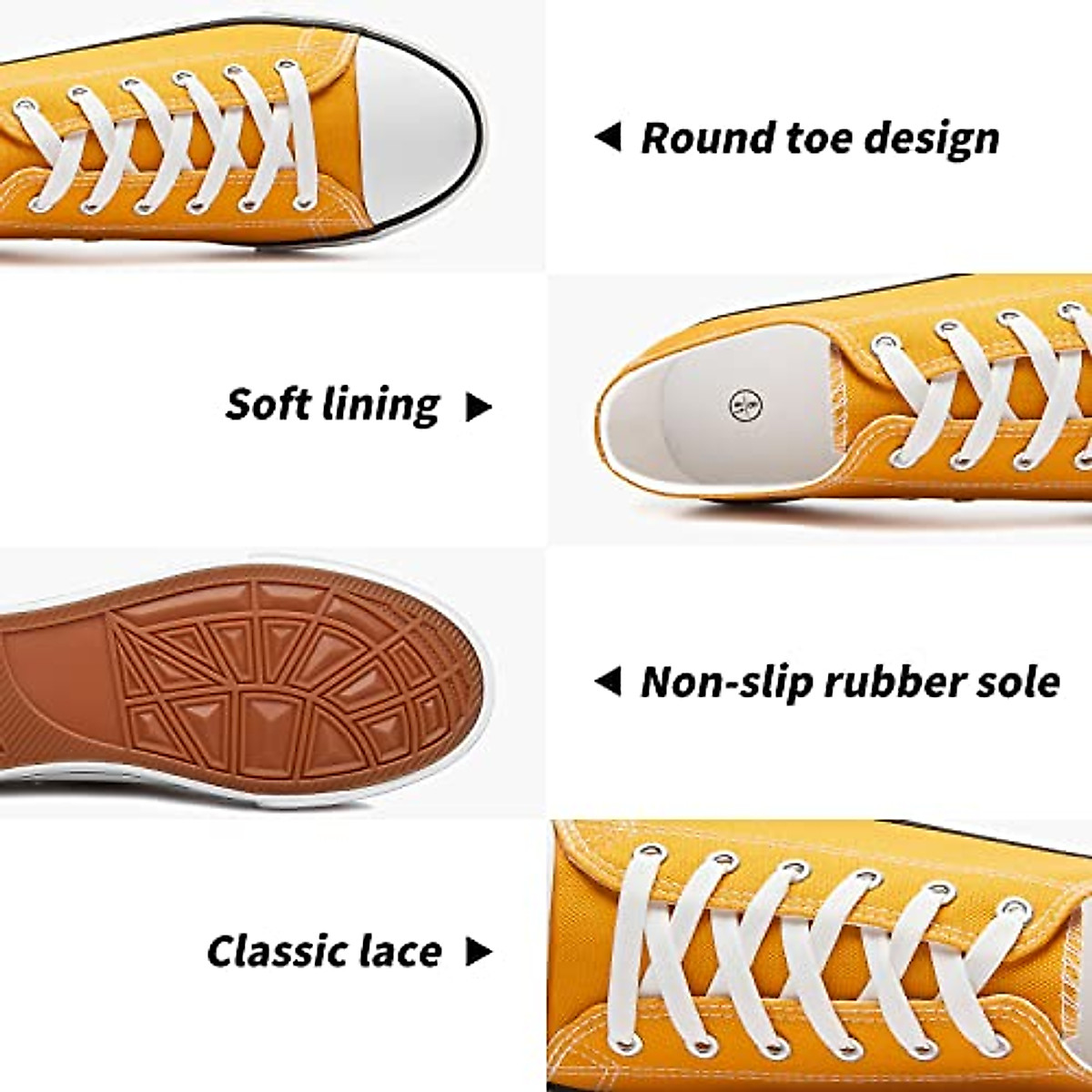 yageyan Men Canvas Low top Shoes Classic Casual Sneakers Black and White Fashion Shoes(yellow8.5)