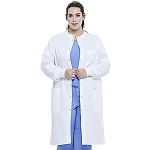 Dickies Men & Women Scrubs Lab Coat 43" Snap Front GD360, M, White