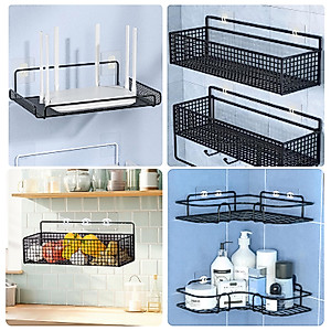 Yolev Shower Caddy Adhesive Replacement, Strong Adhesive Hooks for Shower Caddy Adhesive Pad, Adhesives Hook for Shower Caddy, Kitchen Racks, Bathroom Storage Shelves (15pcs)