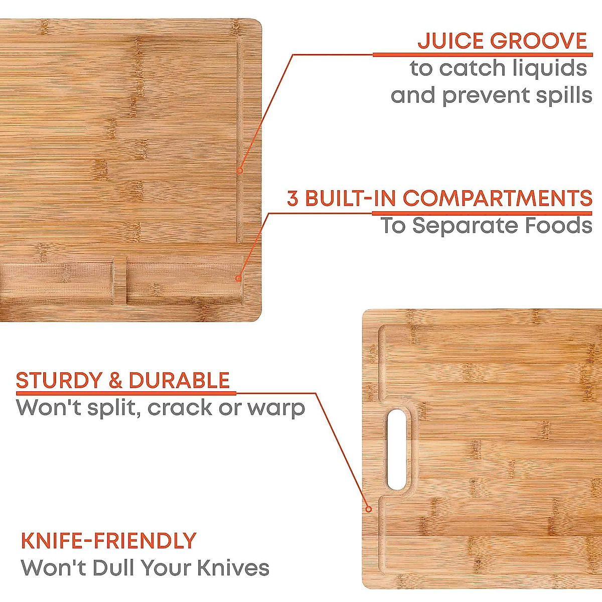 Wood Cutting Board for Kitchen 17x12" – Extra Large Bamboo Cutting Board with Juice Groove, Butcher Block, Wooden Chopping Board, Serving Tray – BlauKe®