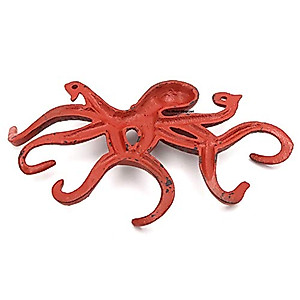 Swimming Octopus Key Hook Antique Look/Distress Blue/Vintage Hook/Sea Theme Hook/Coastal Hook and Swimming Octopus Key Hook Antique Look/Distress Red/Vintage Hook/Sea Theme Hook/Coastal Hook