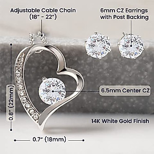 Regalo Para Hija de Papá a Mi Hija a la Distancia Set de Aretes y Collar de Corazon Para Mujer Regalo De Cumpleaños Para Hija, Father and Daughter Necklace Gift Set for Daughter Papá e Hija Collar Con Mensaje de Amor Personalizado Caja Regalo Incluida (Ca