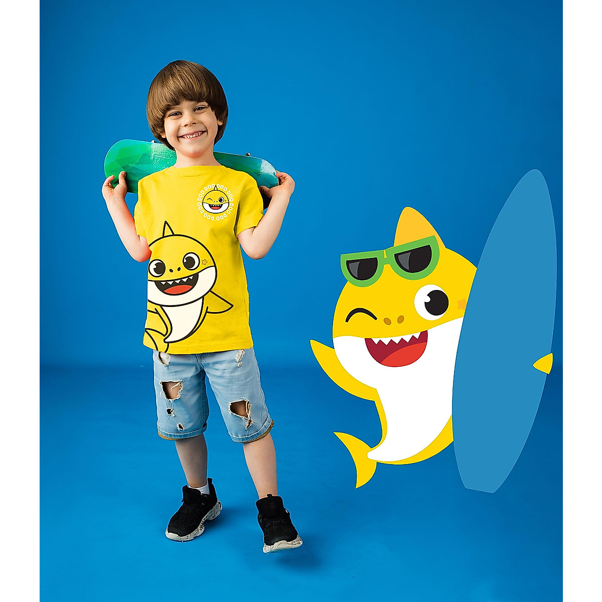 Baby Shark Graphic T-Shirts 3 Pack for Boys 3T Ecru/YEL/Wh SS