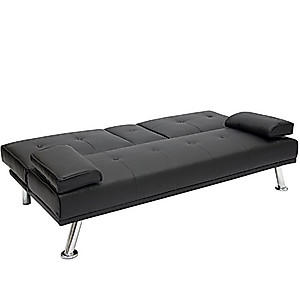BUY JOY Entertainment Furniture Futon Sofa Bed Fold Up Down Recliner Couch Cup Holders