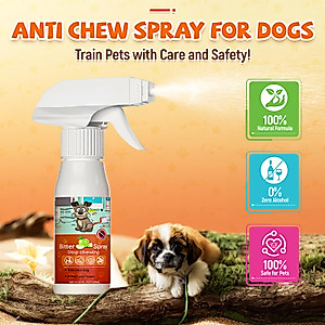 JARMAPOZ Bitter Apple Spray for Dogs to Stop Chewing, Anti Chew Behavior Training Aid for Dogs and Cats, Bitter Yuck Spray for Dogs Prevent Chewing Licking of Bandages, Paws, Shoes, Fur and Furniture