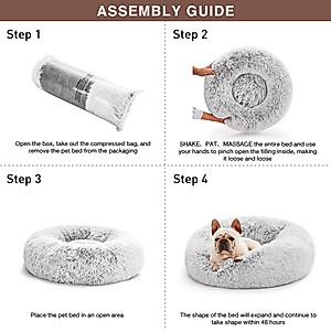 Love's cabin 24in Cat Beds for Indoor Cats - Cat Bed with Machine Washable, Waterproof Bottom - Grey Fluffy Dog and Cat Calming Cushion Bed for Joint-Relief and Sleep Improvement