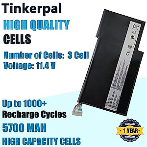 Tinkerpal BTY-M6J Laptop Battery Compatible with MSI GS63 7RE-009CN 018CN GS63VR 6RF-016CN 095CN 7RF-239CN 7RE-004CN GS73VR 258CN GS73 6RF-013CN 7RF-284CN Series BTY-U6J 64.98WH 11.4V