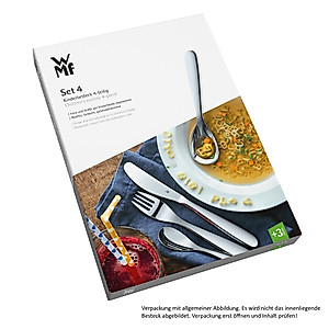 Pignr Animals Children's Cutlery, 4-Piece, from 3 Years, Cromargan Polished Stainless Steel, Dishwasher-Safe in a Gift Box with General Illustration, 4pcs, Silver