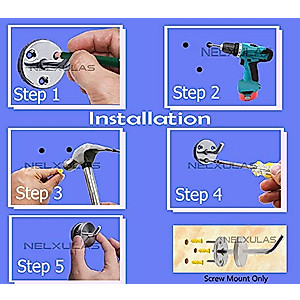 NELXULAS Brushed Stainless Steel Single Heavy Duty Short Nose Screws Wall Mount Hook,Fit for Kitchen,Bedroom,Living Room, Bathroom,Closets and Garage Storage,No Magnetic Mount Function(2", 4 PCS)