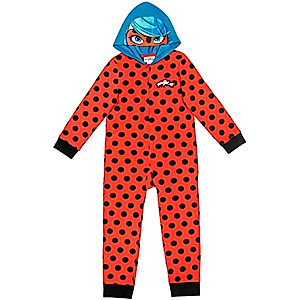 Miraculous Ladybug Little Girls Zip-Up Costume Onesie Pajama Coveralls Red 4-5