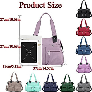 QINMAO 2023 Large Capacity Waterproof Multi Pocket Nylon Shoulder Bag,Women Tote Bags,Crossbody Handbag with Pockets (Khaki)