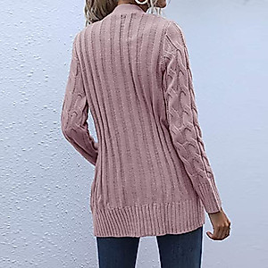 Coupons for Prime Amazon Members Women's Cardigan Chunky Open Front Button Sweaters with Pockets Loose Slouchy Oversized Fall Outerwear Coat Chunky Cardigan Women Pink 2X