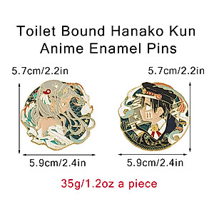 Toilet Bound Hanako Kun Anime Pins, TBHK Manga Cartoon Figures Yashiro Nene Hanako-kun Brooches Enamel Lapel Pins Cosplay Jewelry (2 pcs TBHK Pins)