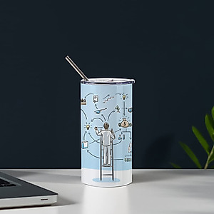 PYD Life Sublimation Blanks Tumbler Straight Fatty 20 OZ White Stainless Steel Tumbler Cups with Lid and Metal Straw for Cricut Mug Press Machine Sublimation Print 4 Pack