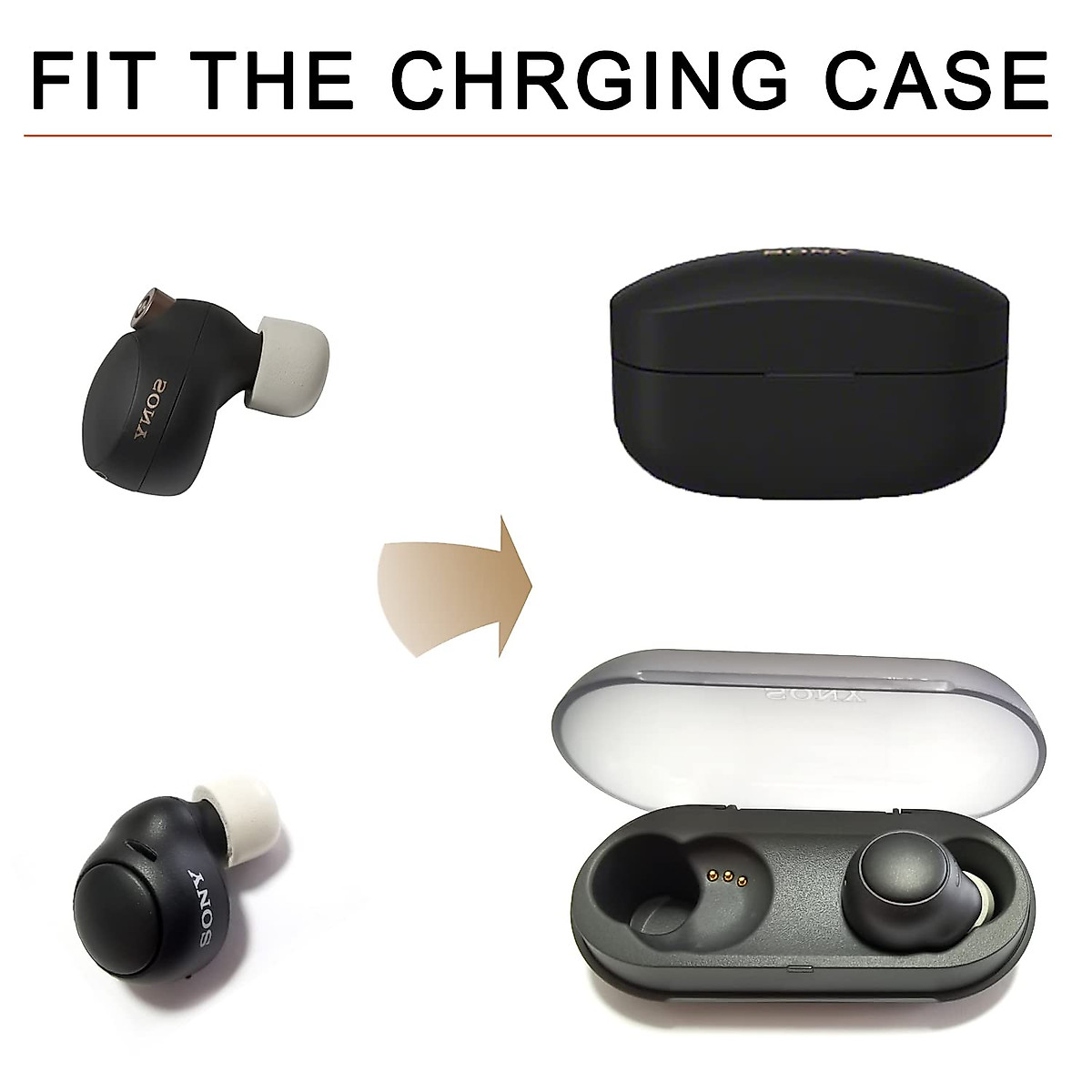 Foam Ear Tips for Sony WF-1000XM4/WF-1000XM5 Tips Replacement for Sony LinkBuds S/WF-C500/WF-1000XM3 Earbuds Tips for Sony Case Cover 3 Pairs Medium Gray