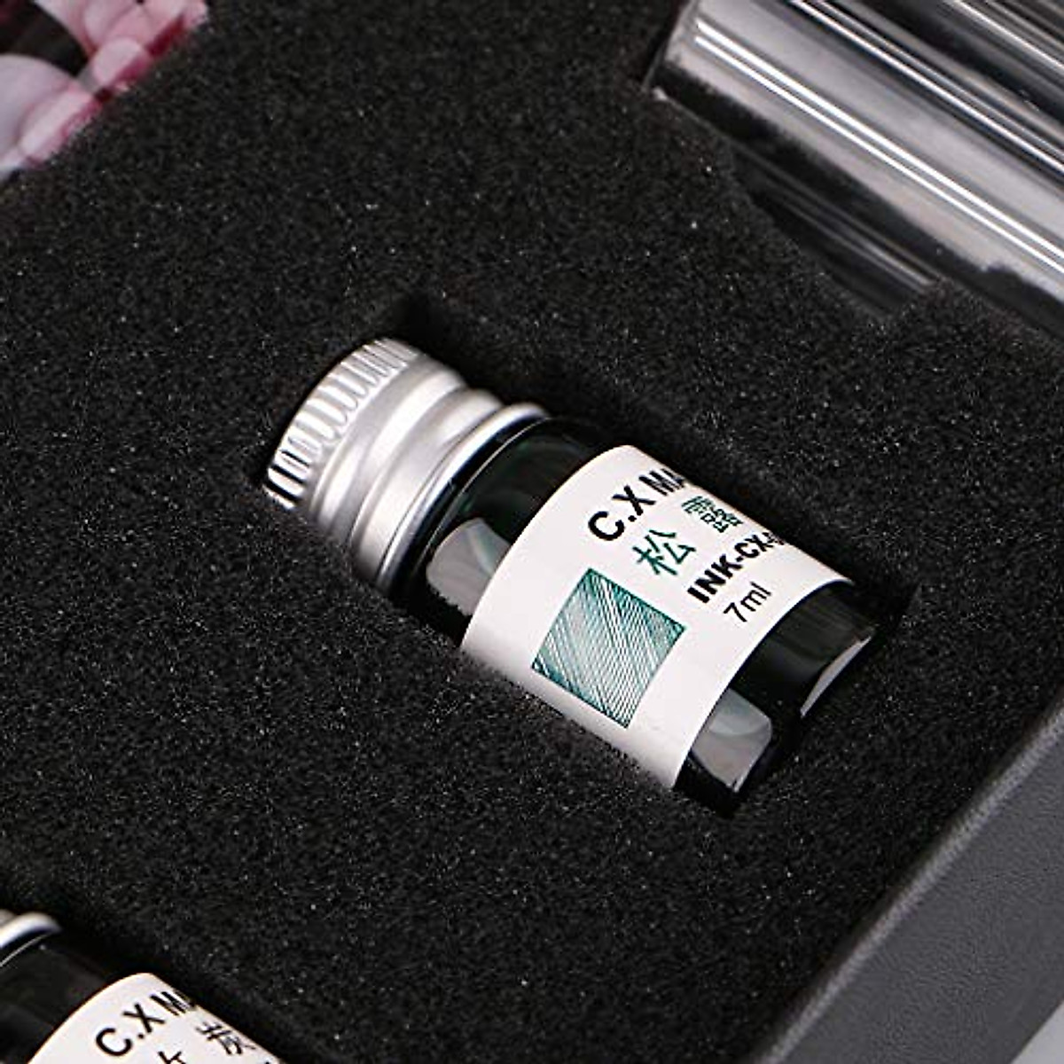 BUZHI Handmade Floral Glass Dip Pen Set,Signature Pen Glass Calligraphy Pen and 4 Colors Ink,1 Pen Holder,1 Washing Bottle,for School Stationery Gifts