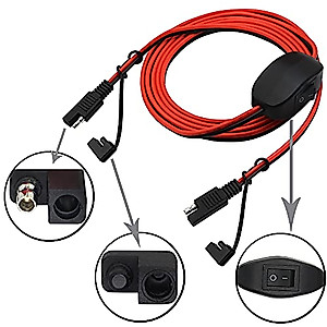PNGKNYOCN SAE Polarity Revers Converter Cable with Switch 16AWG 2Pin SAE to SAE Wire Harness Quick Connect/Disconnect SAE Connector with Dust Cap（2M）