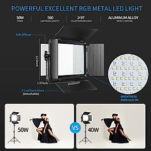 GVM RGB LED Video Light Kit, Dimmable Photography Lighting with APP Control, 680RS 50W 3 Packs Led Panel Light for YouTube Studio, Video Shooting, Gaming, Streaming, Zoom, Broadcasting, Conference