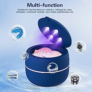 Voraiya® Dental Ultrasonic Denture Cleaner with Heating,42kHz Ultrasonic Cleaner Machine,for Dentures Jewelry Retainer Aligner Mouth Guard Toothbrush Head,Dental Pod,5/10 Min Two Heat Cleaning Modes