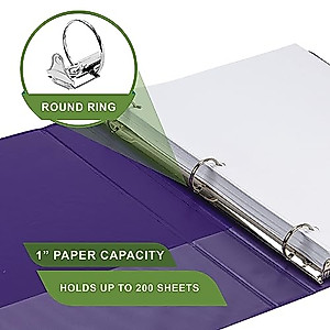 Samsill Earth’s Choice Biobased Durable Fashion Color 3 Ring View Binder, 1 Inch Round Ring, Up to 25% Plant Based Plastic, USDA Certified Biobased, Purple, Value Two Pack