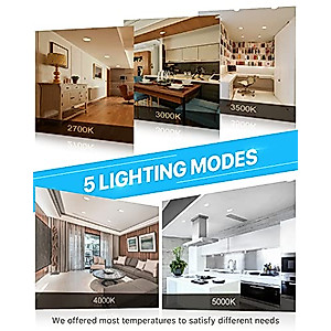 Ensenior 16 Pack Ultra-Thin LED Recessed Lighting 6 Inch 5CCT with Junction Box, 2700K-5000K Selectable, 12W 110W Eqv, Dimmable Can-Killer Downlight, 1050LM High Brightness - ETL&Energy Star