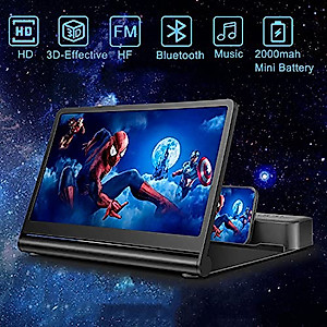 12" Phone Screen Magnifier with Bluetooth Speaker, 3D HD Mobile Phone Magnifying Screen for Videos and Gaming. Fordable Phone Stand with Screen Amplifier, Suitable for All Smartphones