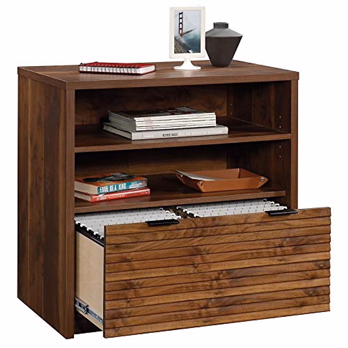 Sauder Harvey Park Engineered Wood Lateral File Storage Cabinet in Grand Walnut