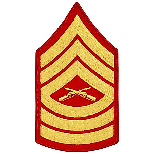 United States Marine Corps USMC chevron gold embroidered on red MSGT Master Sergeant