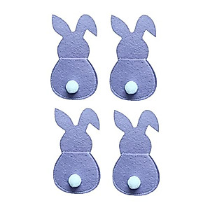Easter Felt Cutlery Holder,4PCS Silverware Tableware Utensil Holder,Knife and Fork Cover,Reusable Tableware Storage Covers for Year of The Rabbit Easter Table Decor
