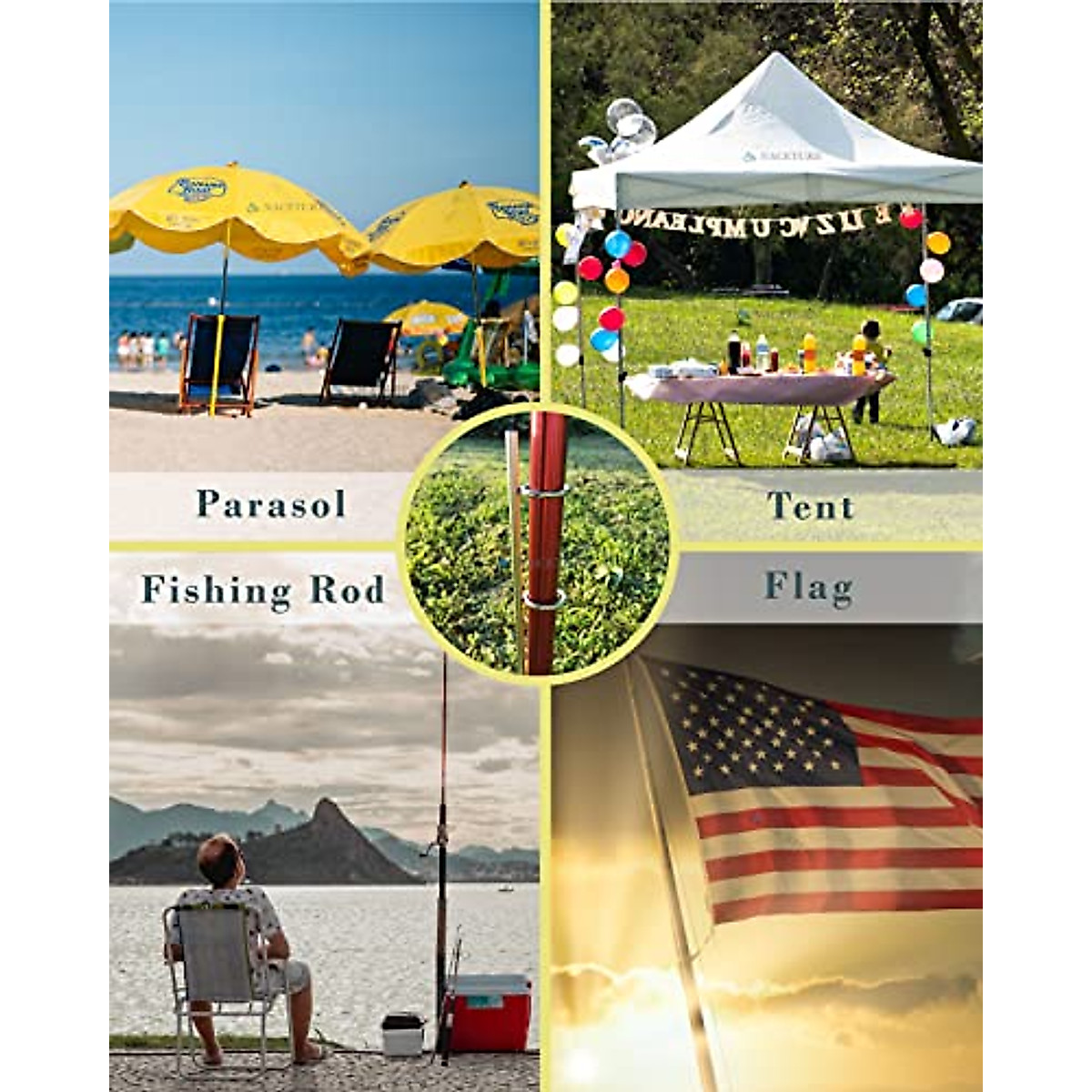 NACETURE Flag Pole Anchors 2 Pack - Grass Umbrella Anchors Stand - Heavy Duty Umbrella Spike Stainless Steel 304 Steel Umbrella Holder Ideal as Camping Tent Holder, Sand Auger, Telescoping Tarp Poles