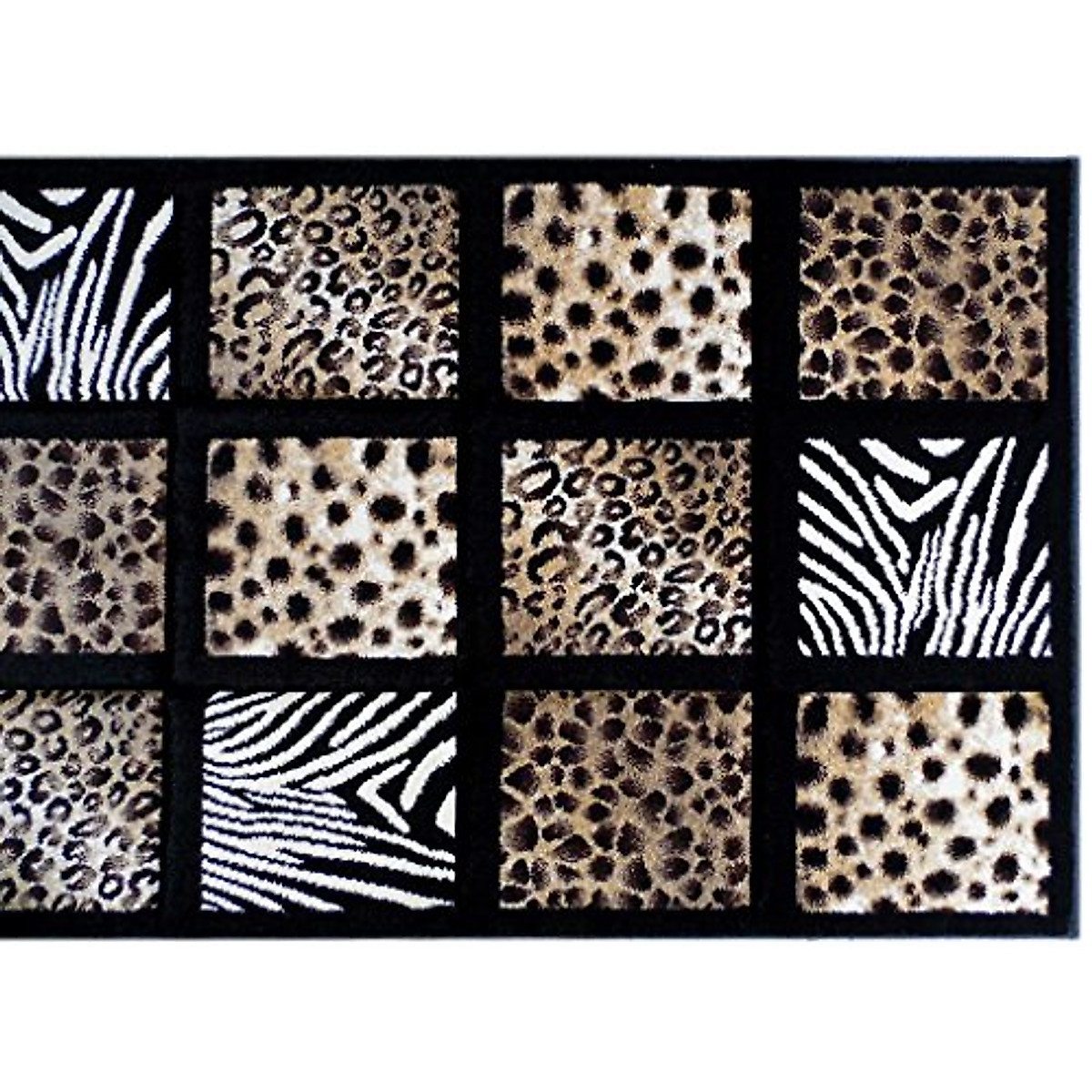 Masada Masada Rugs 3'x10' Animal Prints Runner Rug - Design S251 Black