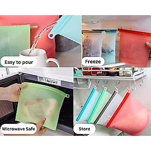 Silicone Reusable Storage Bags (1500ml | 2 Bags) with Stand By Nuccun, Airtight Ziplocks | Freeze | Microwave | Dishwasher Safe