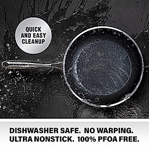 Granitestone Nonstick 12" Fry Pan-Hard Anodized Aluminum-Ultra Durable Coating with Brushed Exterior Silver-100% PFOA Free-Dishwasher & Oven Safe