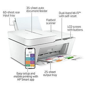 HP DeskJet Plus 4152 Wireless All-in-One Color Inkjet Printer, Mobile Print, Scan & Copy, Instant Ink Ready, 7FS74A (Renewed)