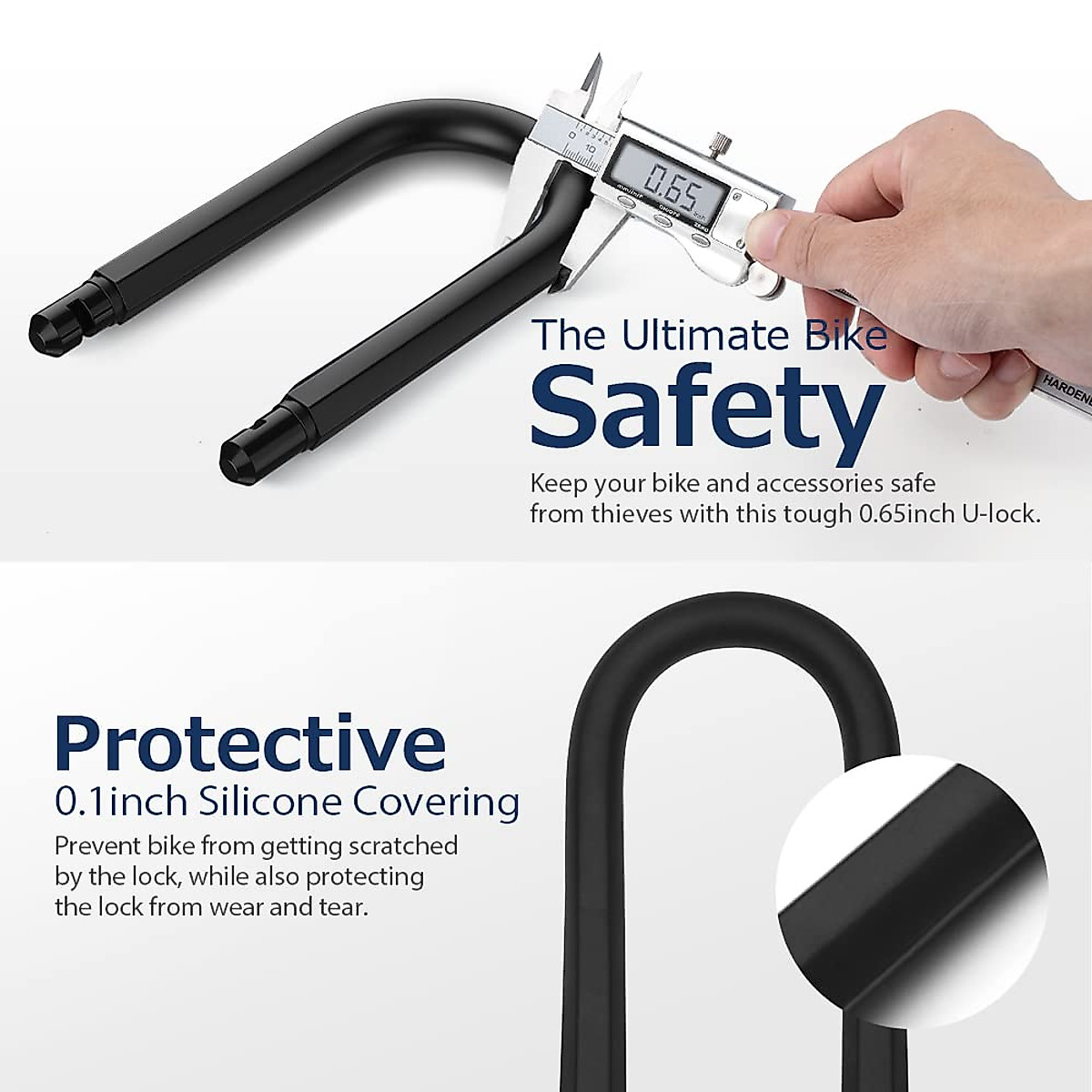 Sportneer Bike Lock: Heavy Duty Anti Theft Bike U Lock with 5ft Security Steel Cable - 17mm Shackle Bicycle U-Locks with Keys & Sturdy Mounting Bracket for Road, Mountain, Electric & Folding Bike