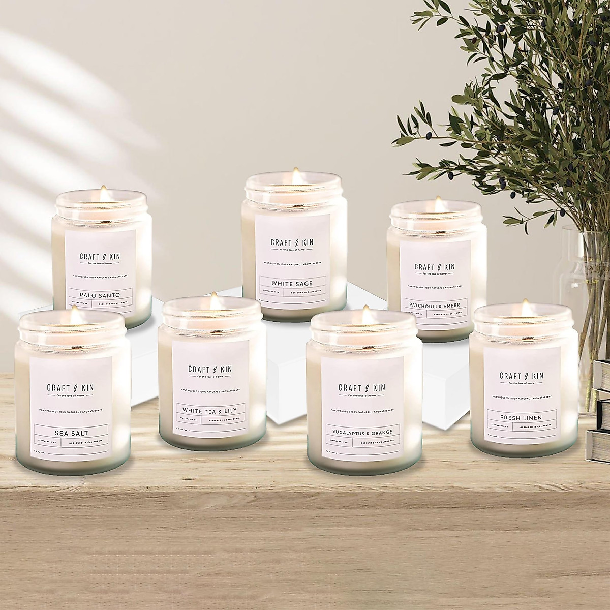 Premium Patchouli & Amber Christmas Scented Candles | 8 oz 45 Hour Long Lasting Candles for Home | Wooden Wick Candles | Holiday Candles for Bedroom, All Natural Soy Candles Scented