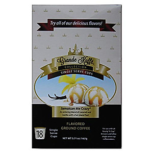Grande Kaffe Jamaican Me Crazy Flavored Ground Coffee, 18 Single Serve Cups