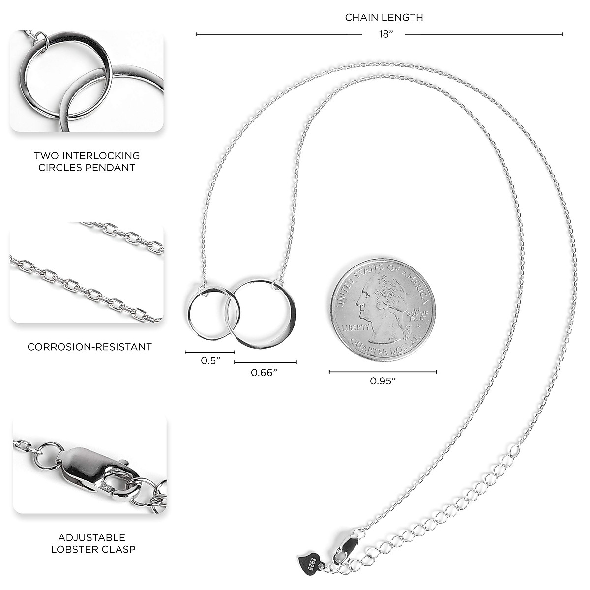 Suavell Mother Son Necklace. Sterling Silver Double Circle Necklace for Women. Mothers Day Gifts from Son. Mother Son Gifts for Mom and Sentimental Mom Birthday Gifts. Interlocking Circle Necklace