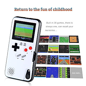 DokFin Shockproof Retro 3D Gameboy Silicone Cover with 36 Classic Games, Colour Display for iPhone X/Xs/XR/Xmax, iPhone 8/8 Plus/7/7 Plus (White)