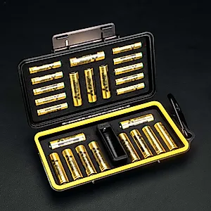 KIWIFOTOS AA AAA Battery Storage Case Holder with Detachable Battery Tester Checker, Hard Shell Battery Organizer Container for 14 Double A & 10 Triple A Battery, Water-Resistant and Shockproof