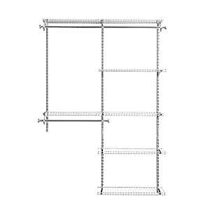 Rubbermaid Configurations Deluxe Closet Kit, Titanium, 4-8 Ft., Wire Shelving Kit with Expandable Shelving and Telescoping Rods, Custom Closet Organization  System, Easy Installation