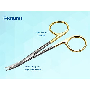 Scissors 4.5 inch curved Gold Plated handle Dental Surgical Gum Scissors BY Wise Linkers