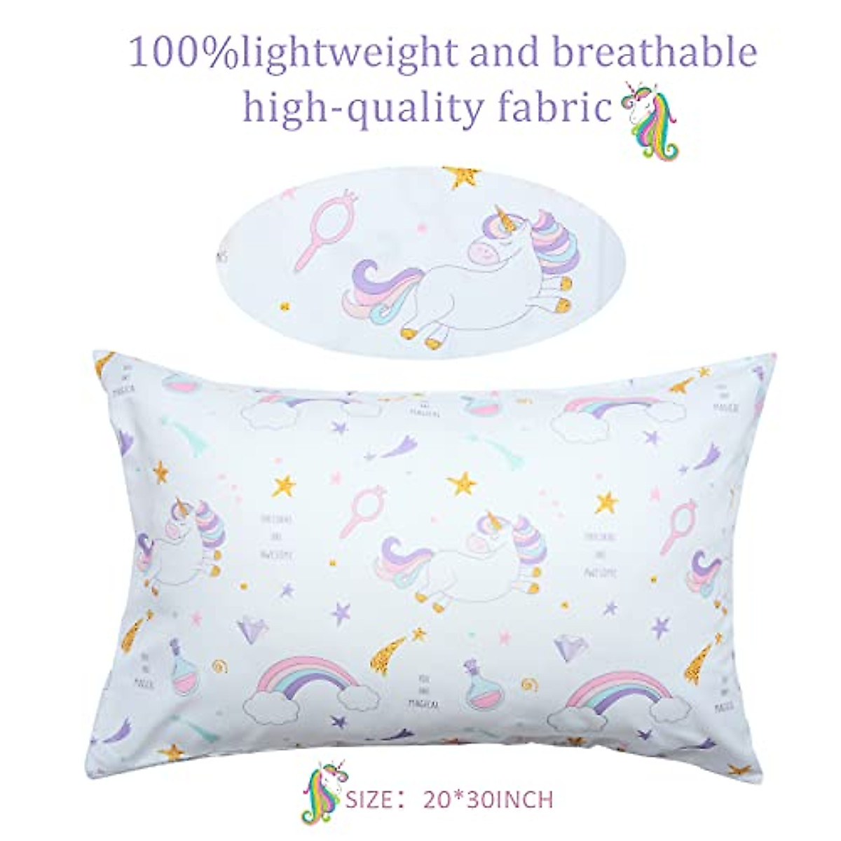 Suyfhdc Toddler Pillowcase for Girls,Standard Size Pillowcases-Kids Toddler Pillow Cover 20 X 30 Inch Soft Pillow Cover for Child-1 Piece Kids Bedding Pillowcase