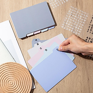 Harloon 52 Pcs Dry Erase Index Card Guide Set Include 50 Index Card Dividers 2 Number Alphabet Sticker with Tabs Photo Dividers for Office Business(4 x 6 Inch,Morandi)